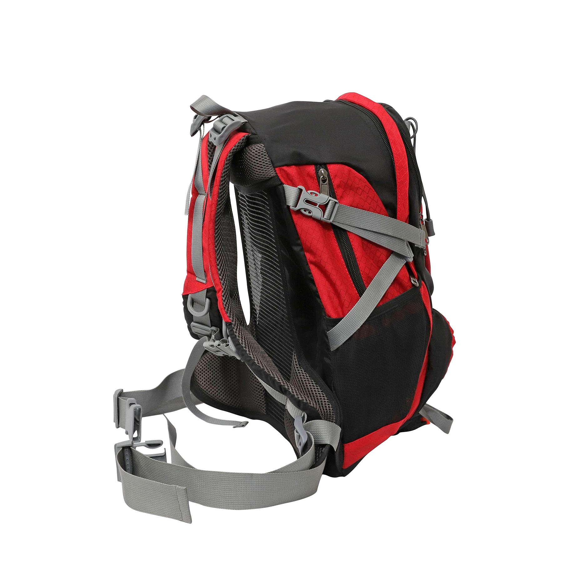 Treka 25 Litre Backpack – Red / Black – Side View | Treqa Outdoor Apparel